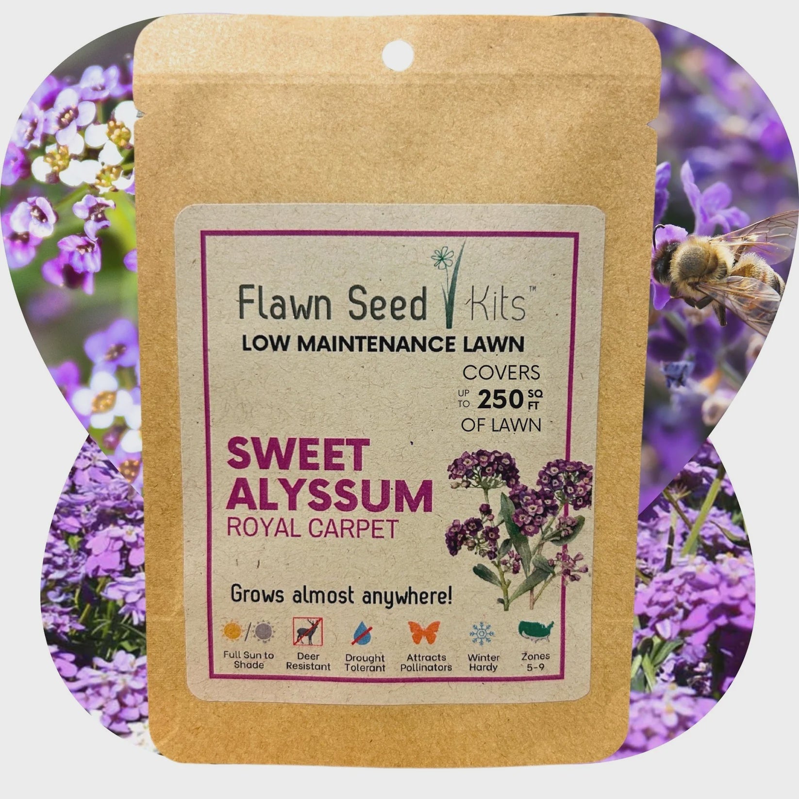Bee Lawn Single Species Seed - Sweet Alyssum Royal Carpet - 250 sqft ...